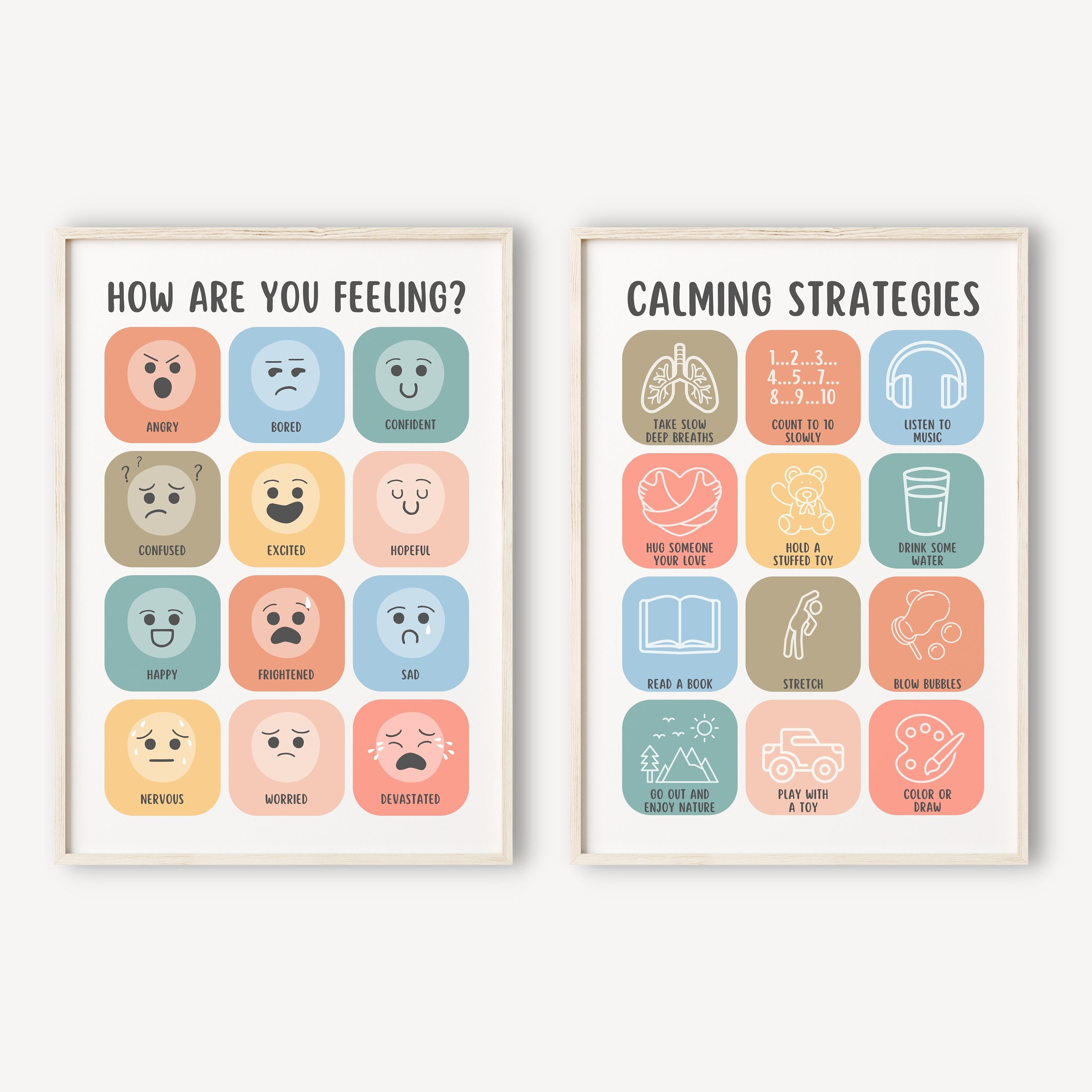 Feelings Calming Strategies Poster for Kids, Emotions Scale Chart ...