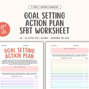 Goal Setting Action Plan Worksheet, SFBT Worksheets, Solution Focused ...