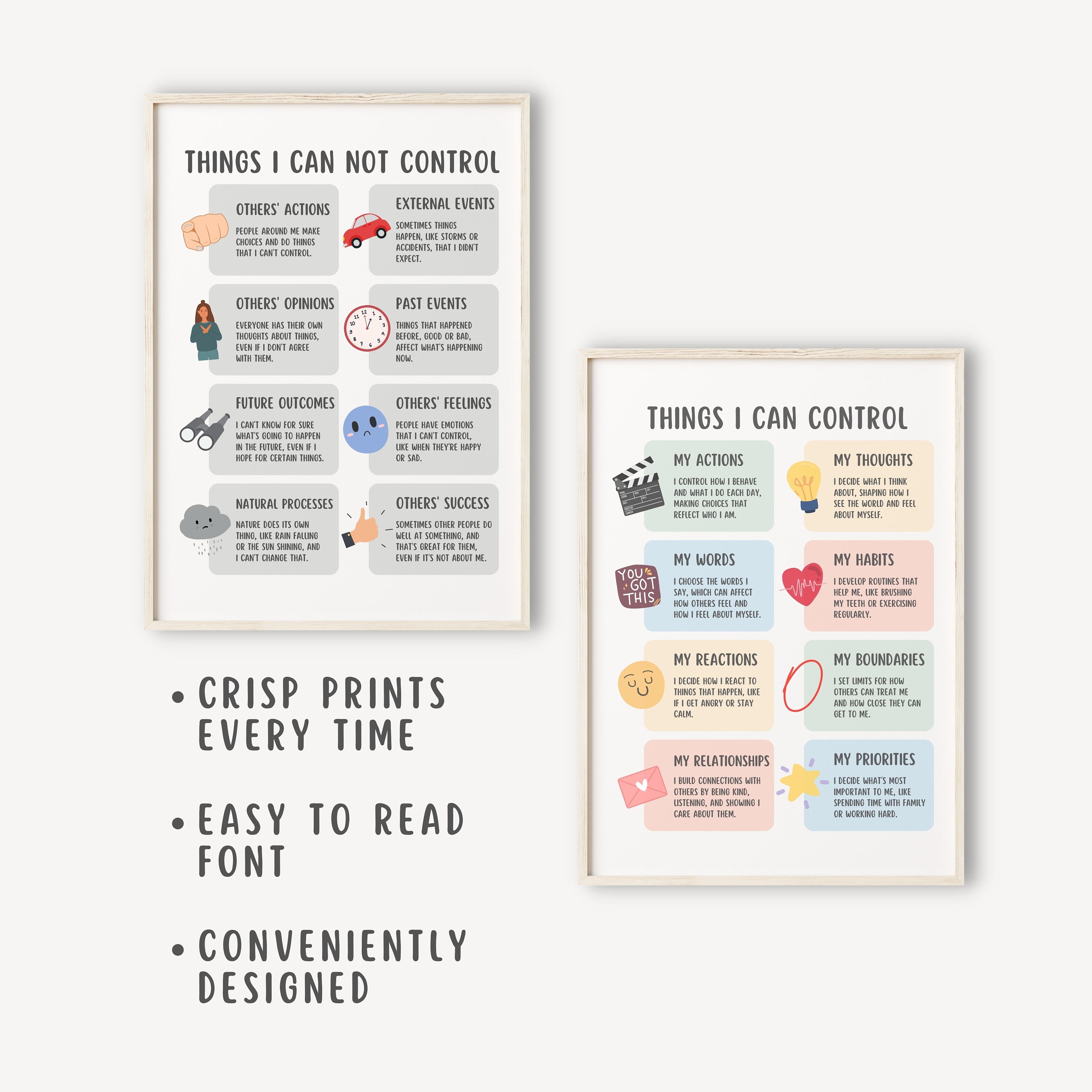 Circle of Control Poster Set of 2, Things I Can Control Calm Down ...