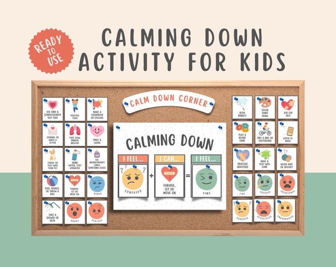 Calm Down Corner Activity for Kids Teens, Calming Corner Printable ...