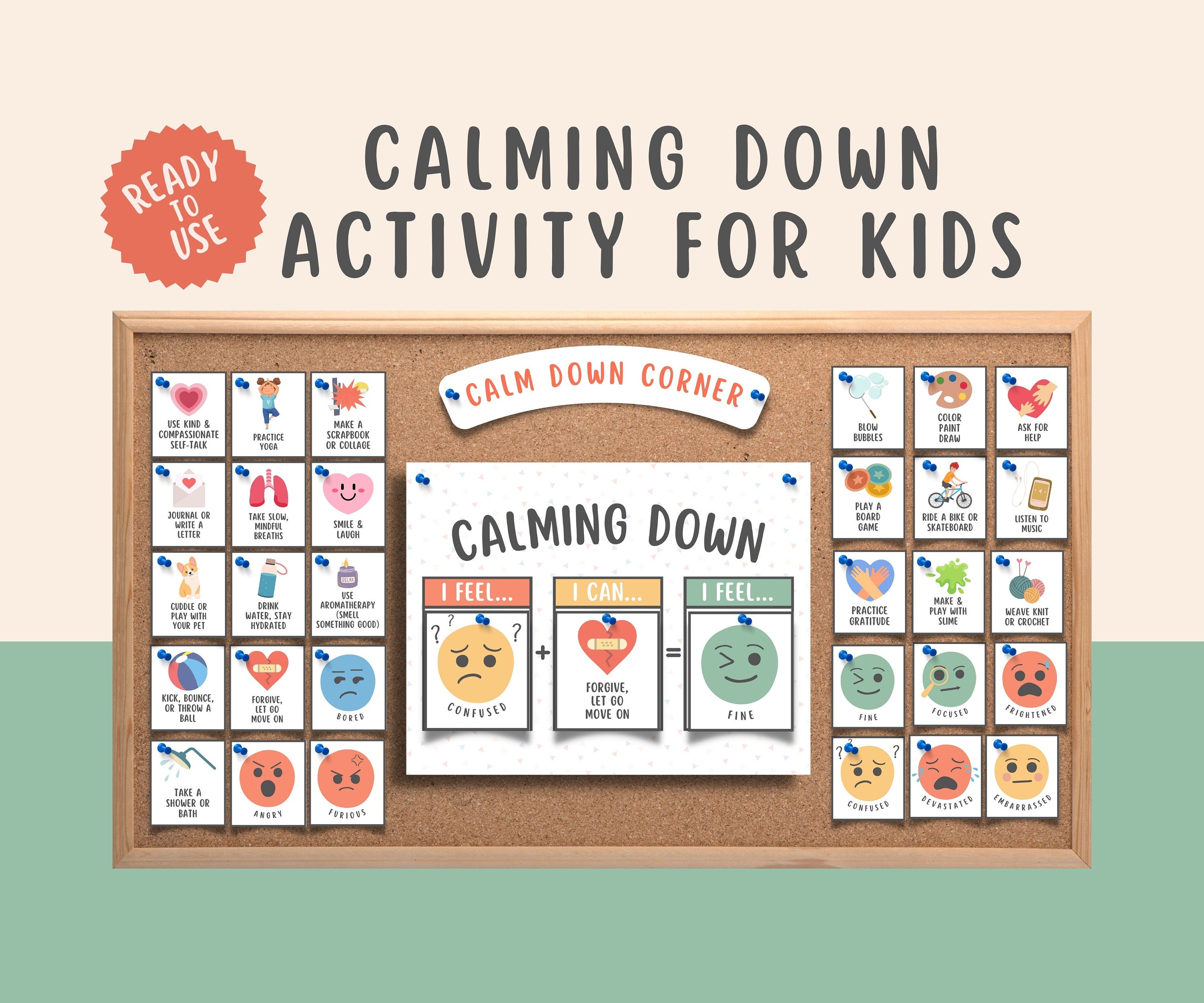 Calm Down Corner Activity for Kids Teens, Calming Corner Printable ...