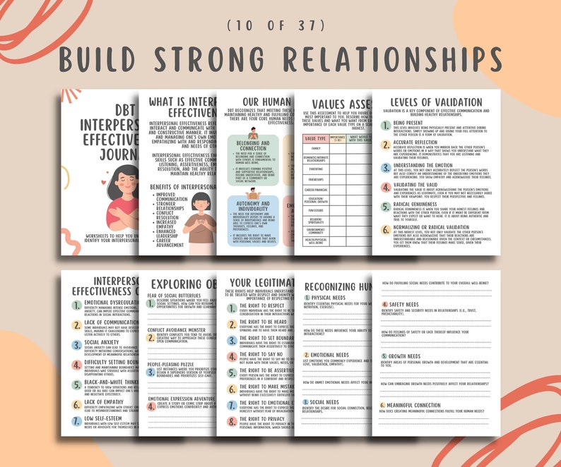 37 DBT Interpersonal Effectiveness Worksheets Journal, Communication ...