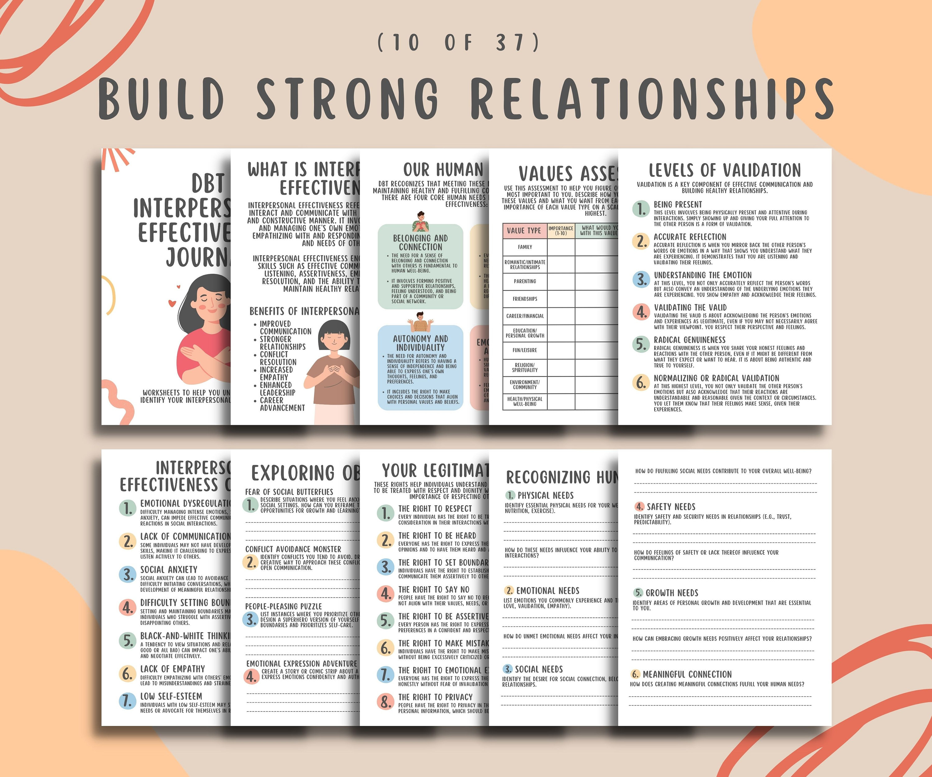 37 DBT Interpersonal Effectiveness Worksheets Journal, Communication ...