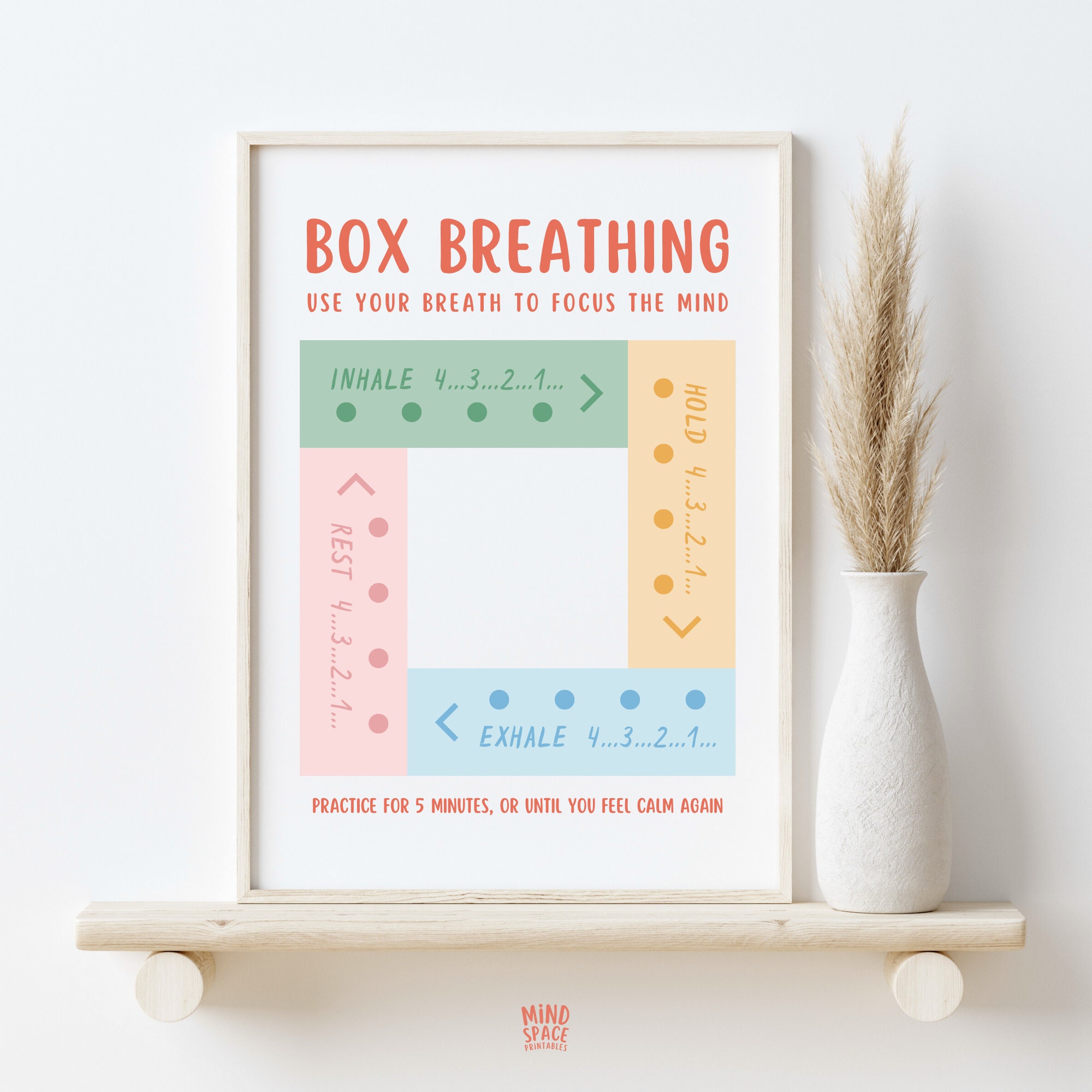 Box Breathing Technique, Breathing Poster, Mental Health, Calming ...
