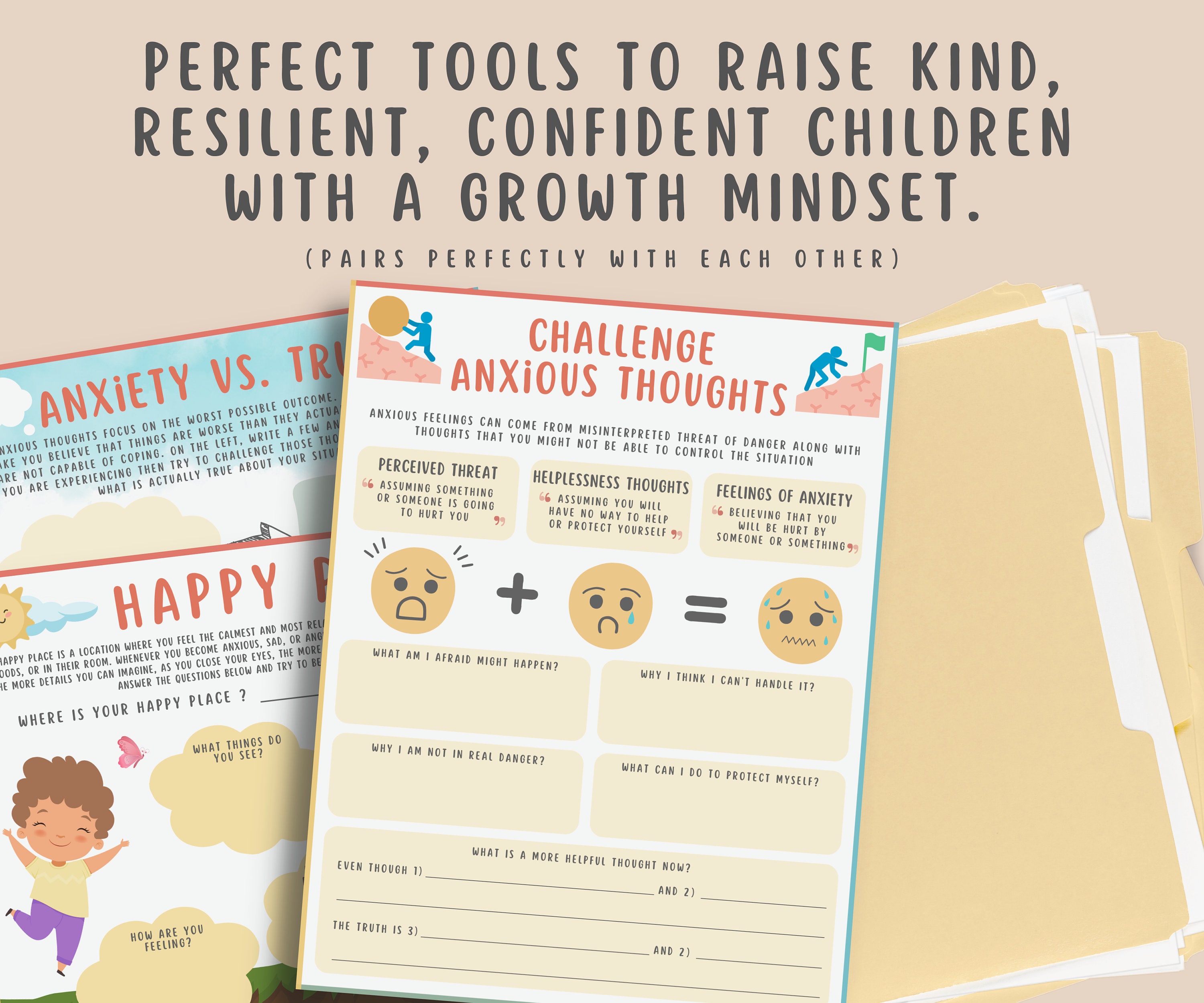 Challenging Anxious Thoughts Worksheet for Kids and Teens - Etsy