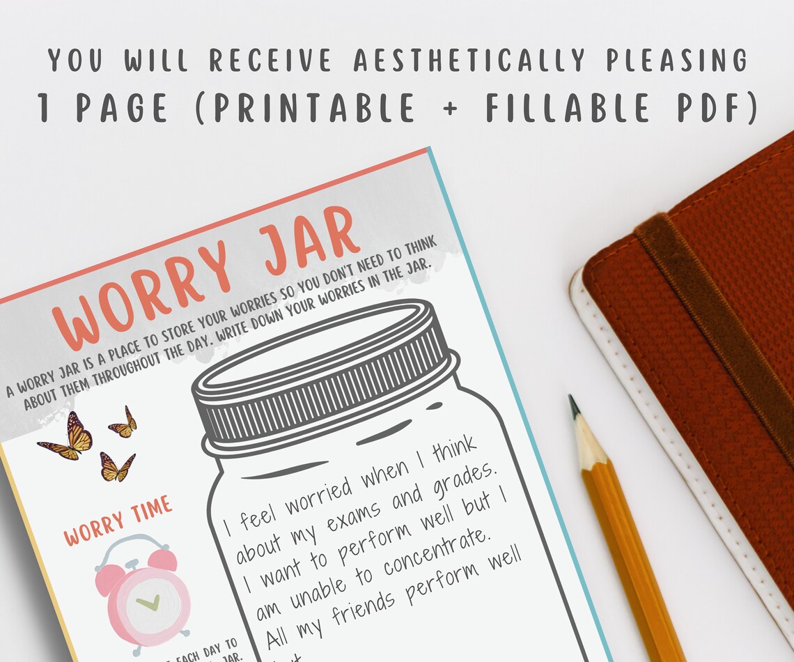 Worry Jar Worksheet for Kids Children - Therapy Counseling Treatment ...