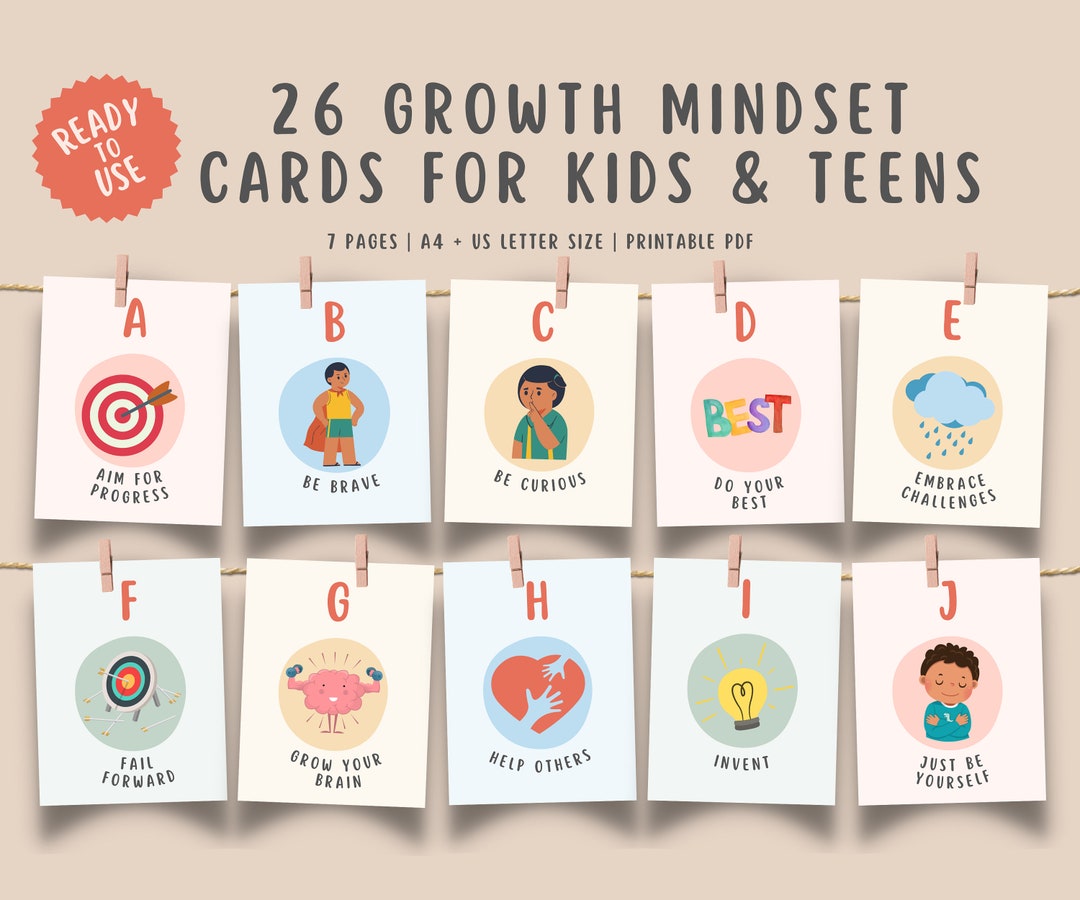 26 Growth Mindset Alphabet Flashcards for Kids Teens Coping - Etsy