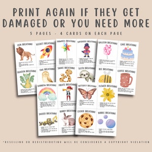 20 Mindful Scripted Breathing Cards for Kids Teens, Anxiety Coping ...