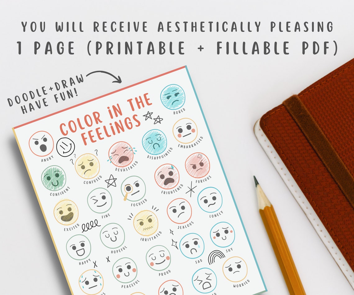 Emotions Coloring Page Feelings Worksheet for Kids & Teens - Etsy Australia