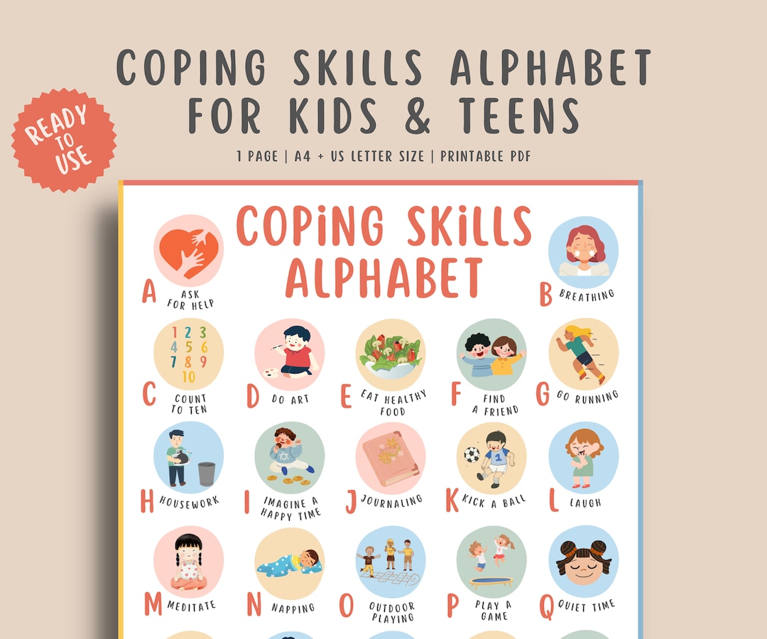 Alphabet Coping Skills for Kids Teens, Grounding Techniques, Social ...