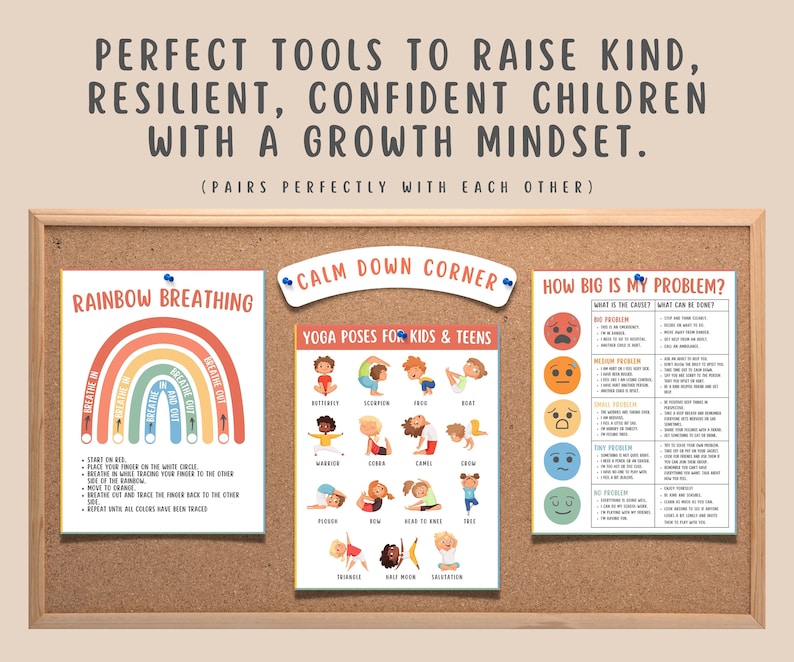 15 Yoga Poses Poster, Anxiety Coping Calming Corner Tools Calm Down ...