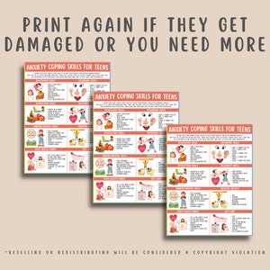 Anxiety Coping Skills Print for Teens, Stress Relief Mental Health ...