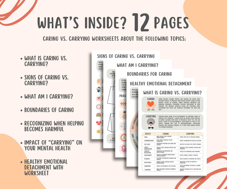 Caring Vs. Carrying Worksheets, Setting Relationship Boundaries ...