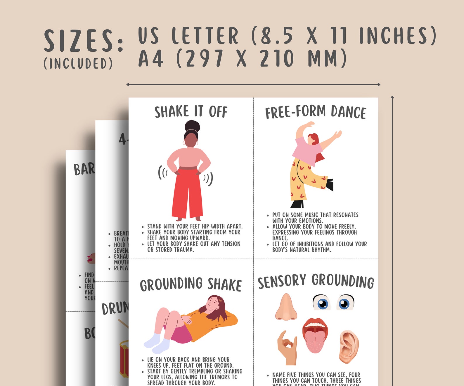 28 Somatic Therapy Coping Skill Cards For Nervous System Regulation