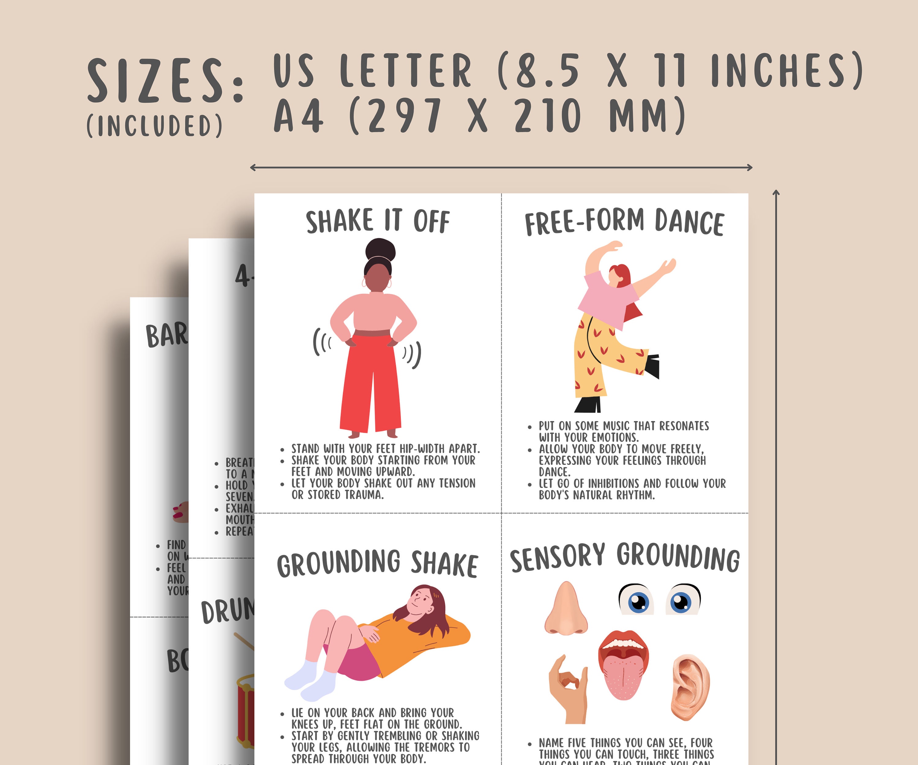 28 Somatic Therapy Coping Skill Cards for Nervous System - Etsy UK