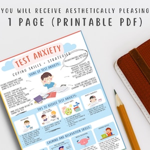 Test Anxiety Coping Skills Strategies Handout for Teens Kids, Reduce ...
