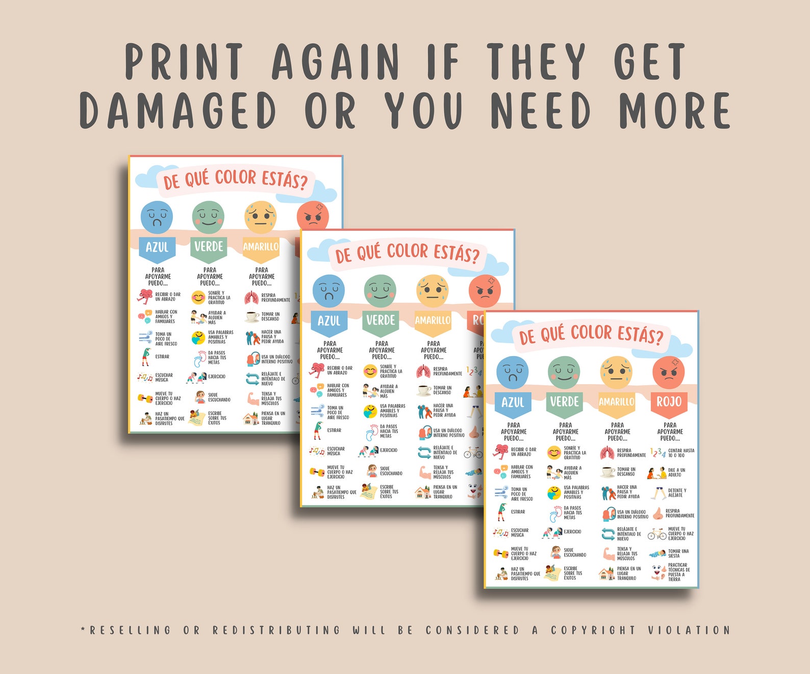 28 Coping Skills in Spanish for Kids & Teens, Zones of Regulation ...