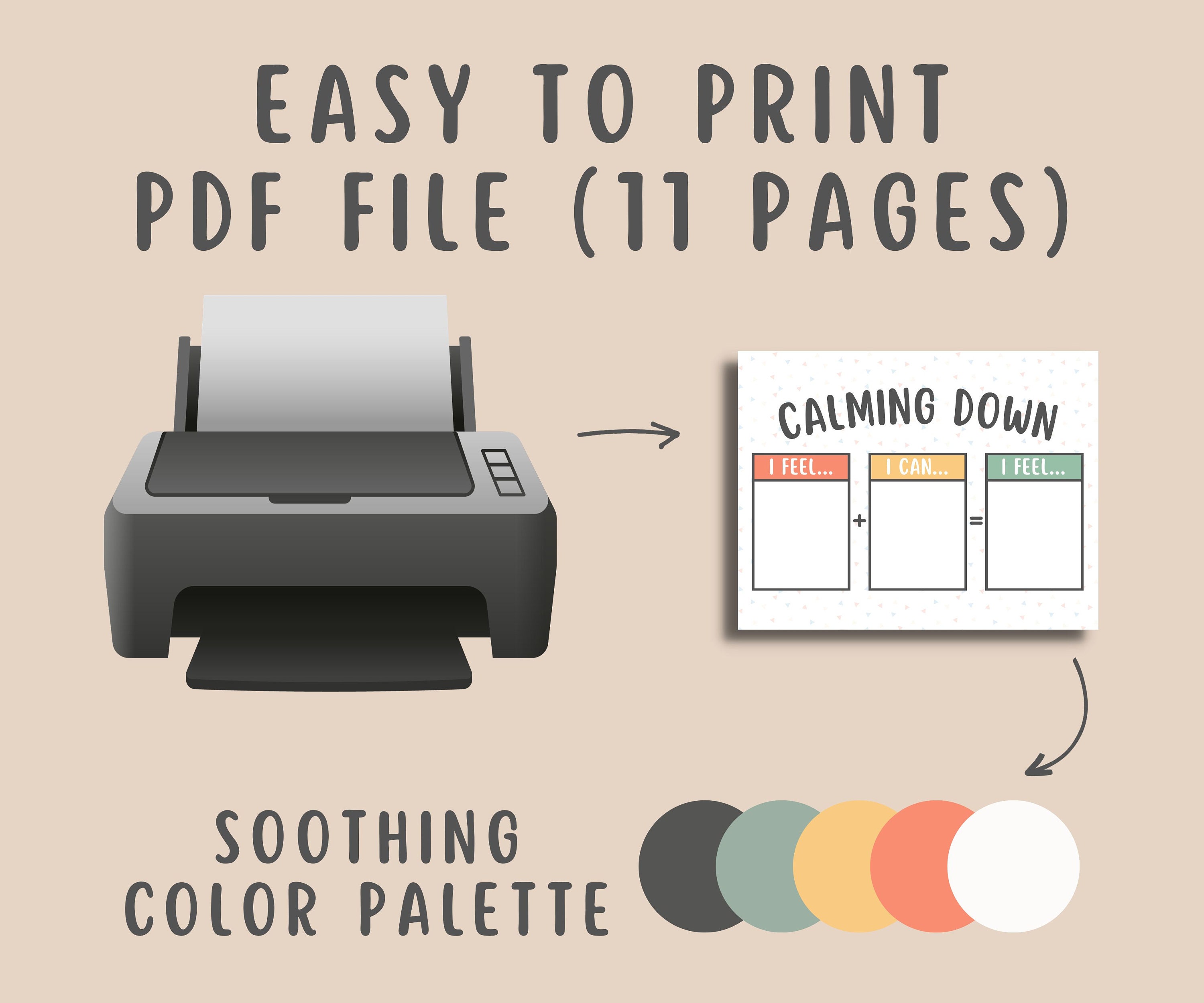 Calm Down Corner Activity for Kids Teens, Calming Corner Printable ...