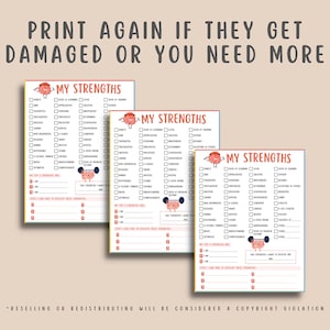 My Strengths Worksheet for Kids & Teens, Self Esteem Journal Children ...