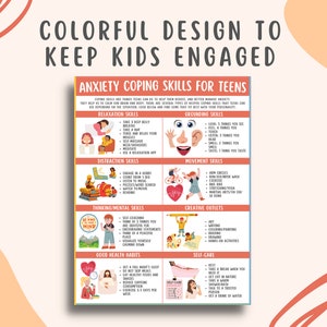 Anxiety Coping Skills Print for Teens, Stress Relief Mental Health ...