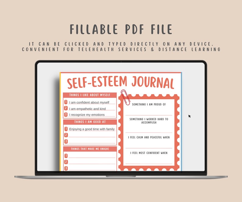 Self Esteem Journal Worksheet for Kids Teens, Growth Mindset Children ...
