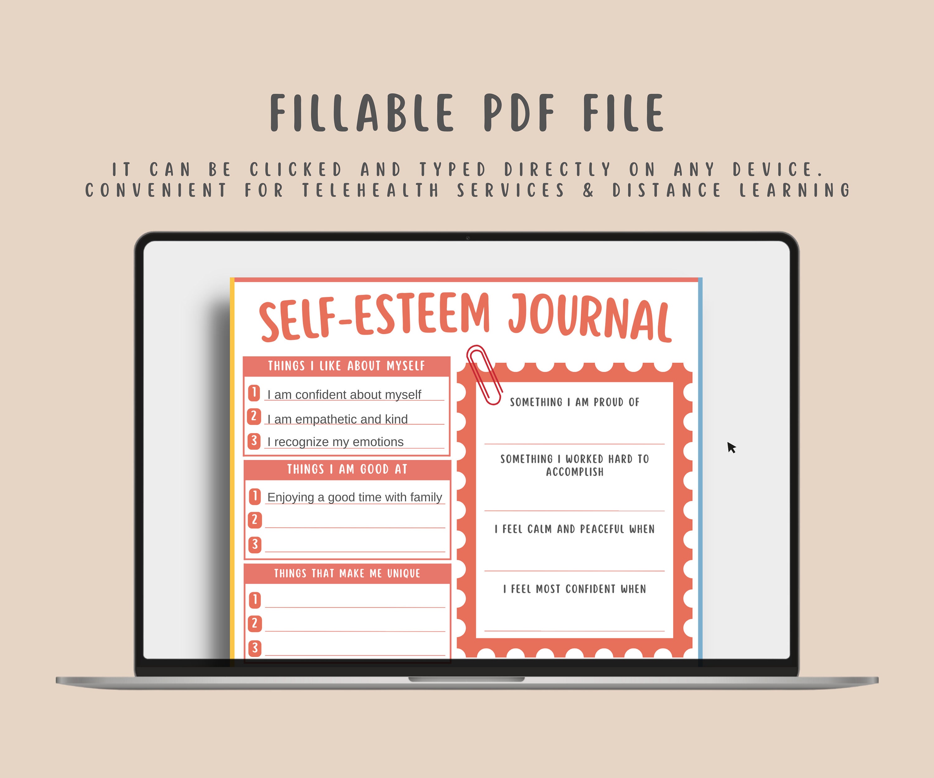 Self Esteem Journal Worksheet for Kids Teens, Growth Mindset Children ...