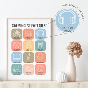 Feelings Calming Strategies Poster for Kids, Emotions Scale Chart ...