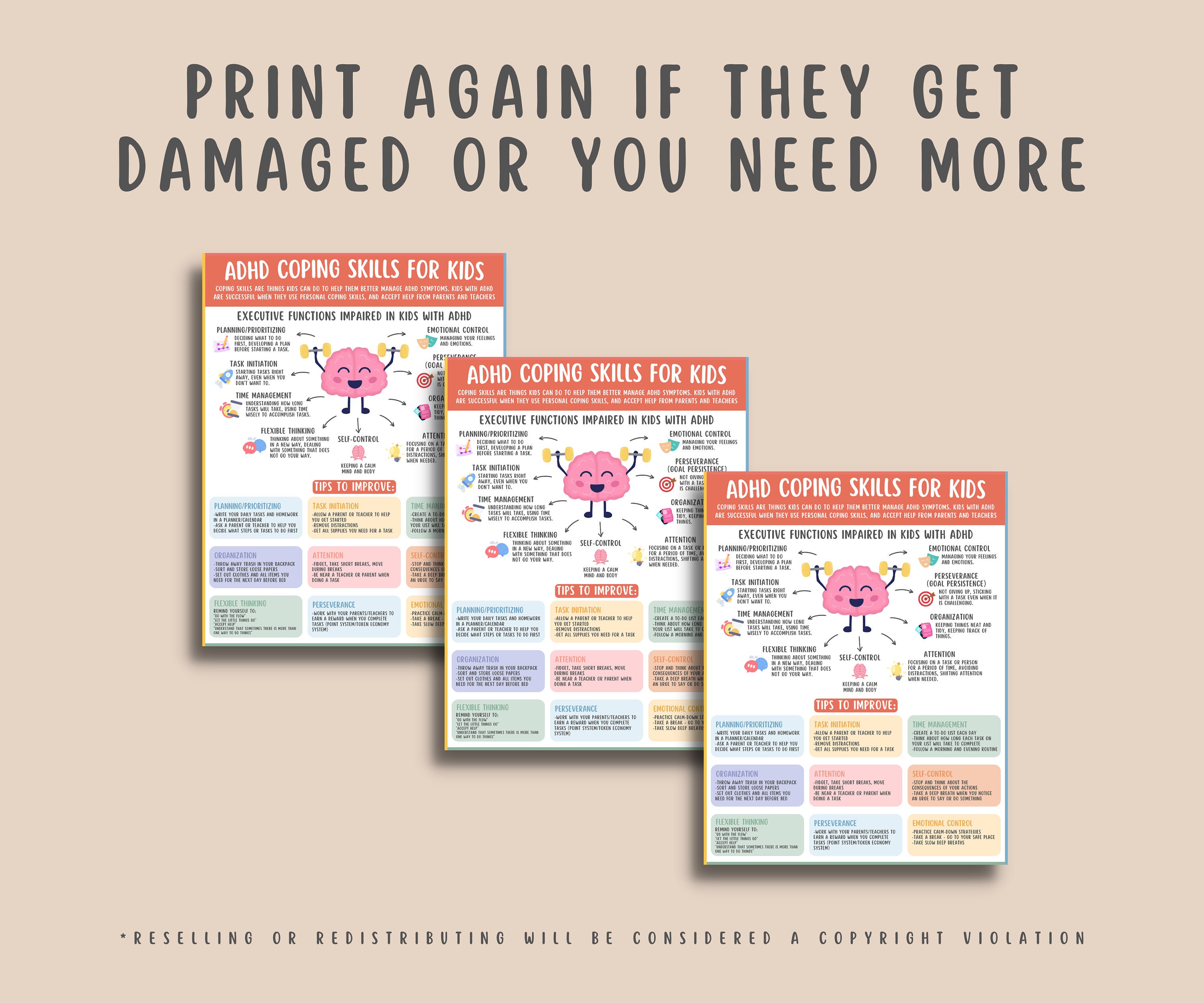 ADHD Coping Skills for Kids Handout Executive Function - Etsy Australia