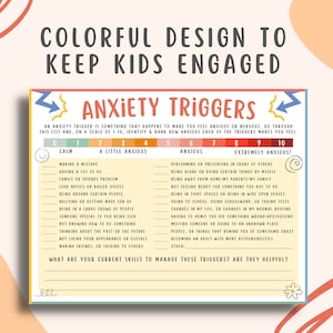 Anxiety Triggers Worksheet Kids Teens Children With Anxiety Scale, Mental Health Therapy ...