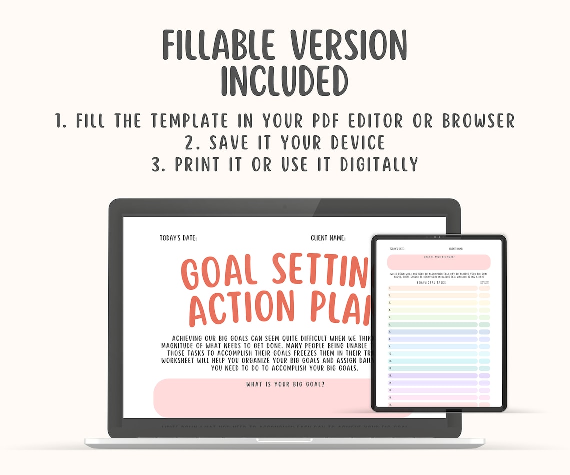 Goal Setting Action Plan Worksheet, SFBT Worksheets, Solution Focused ...