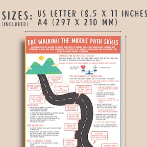 DBT Middle Path Coping Skills Handout Teens Kids Adults, Dialectical ...