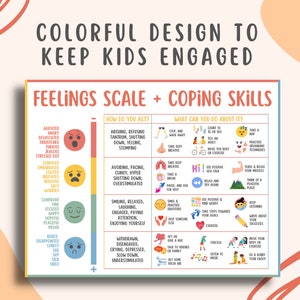Feelings Coping Skills for Teens & Kids Emotions Scale Chart - Etsy