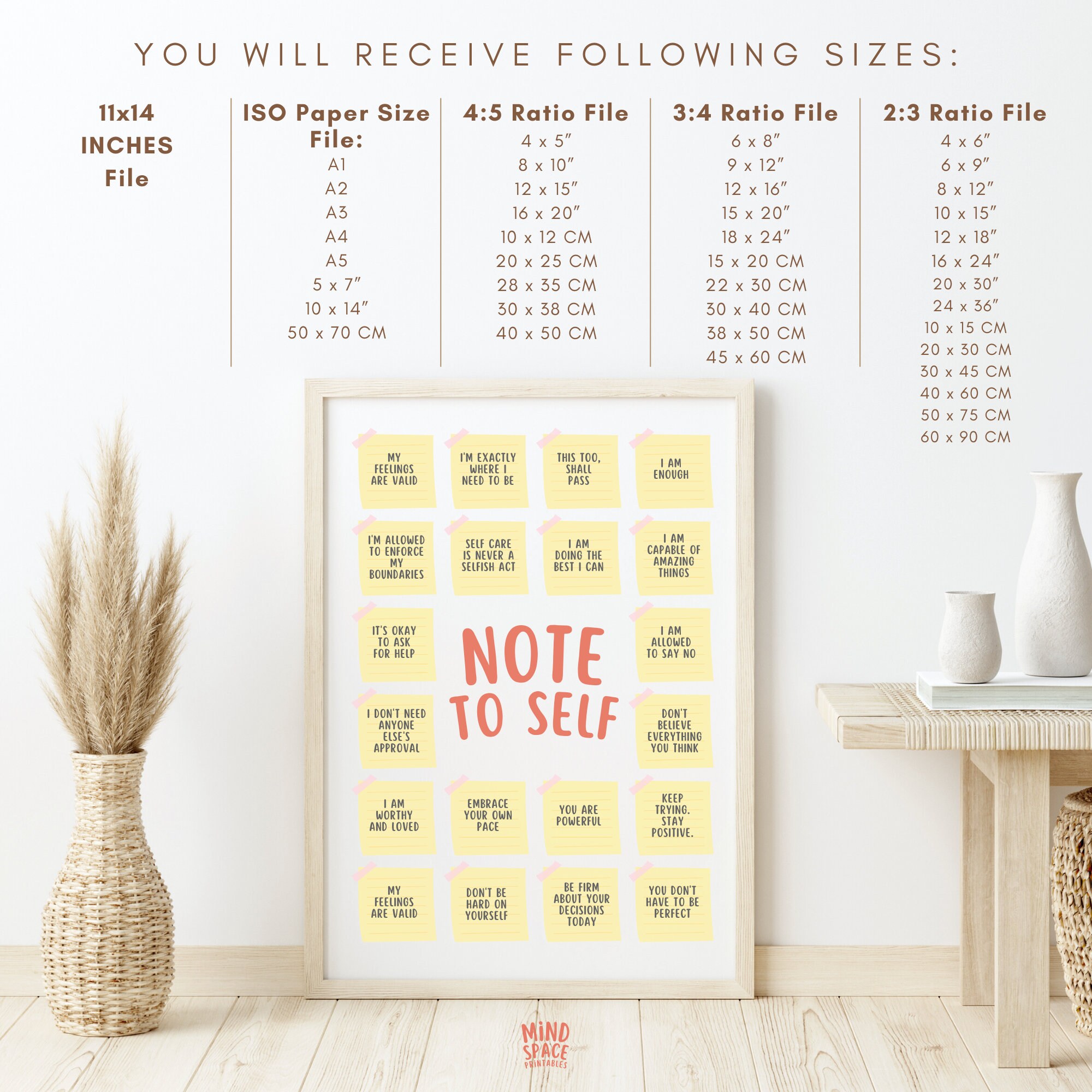 Note to Self Poster, Self Reminder Wall Art, Things to Remember ...