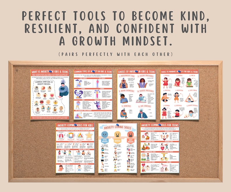 Anxiety Coping Skills Bundle for Kids Teens (7 Pages), Mental Health ...