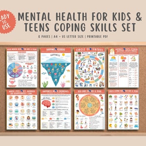 Mental Health Coping Skills Printable Bundle for Kids & Teens, 8 Pages ...