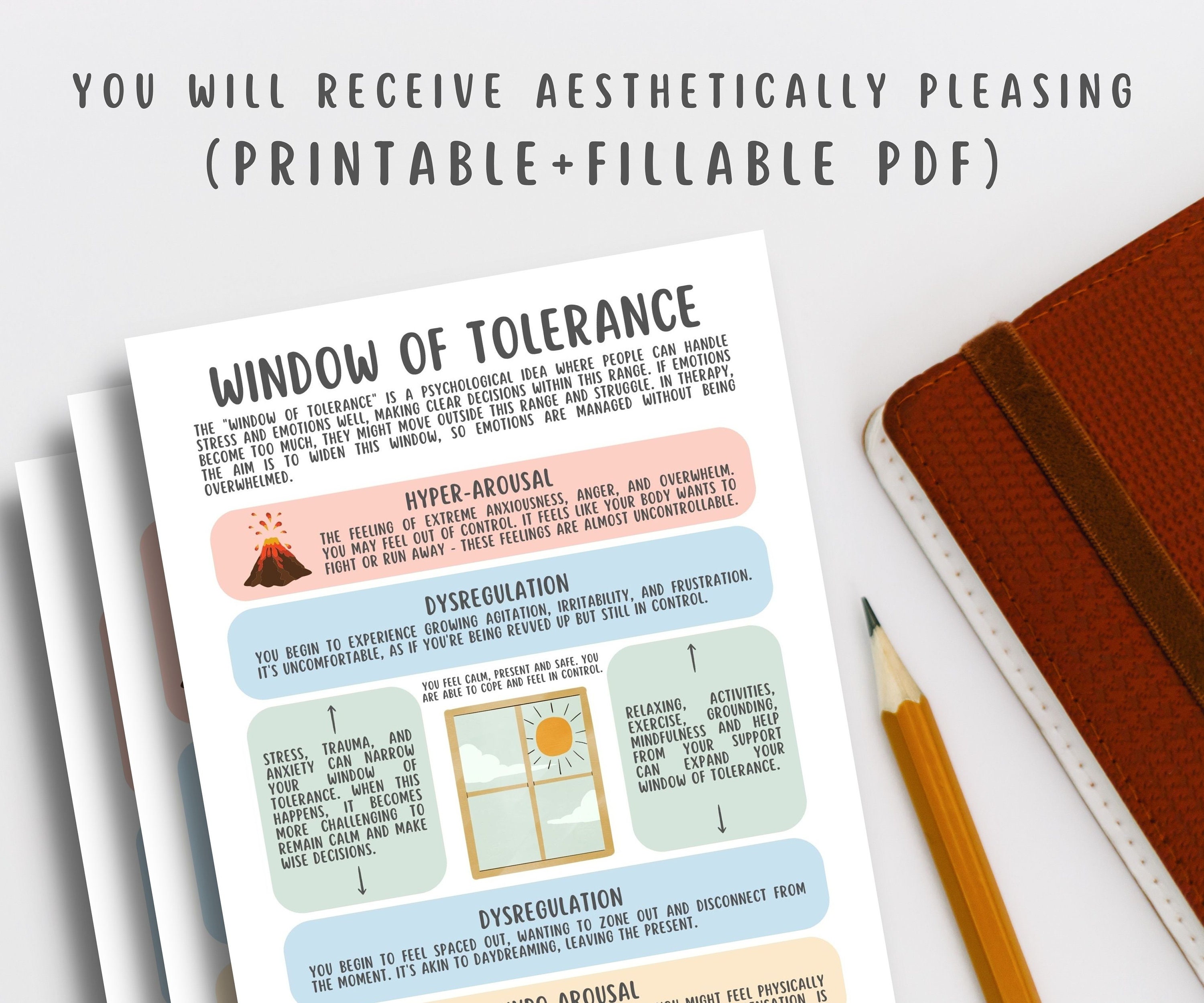 4 DBT Window of Tolerance Worksheets Dialectical Behavior - Etsy
