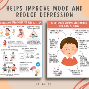 Depression Coping Skills Handout Bundle for Kids & Teens (7 Pages ...
