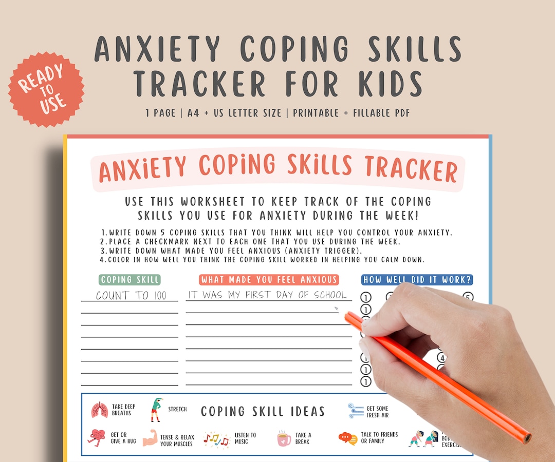 Anxiety Management Coping Skills Tracker Worksheet for Kids & - Etsy