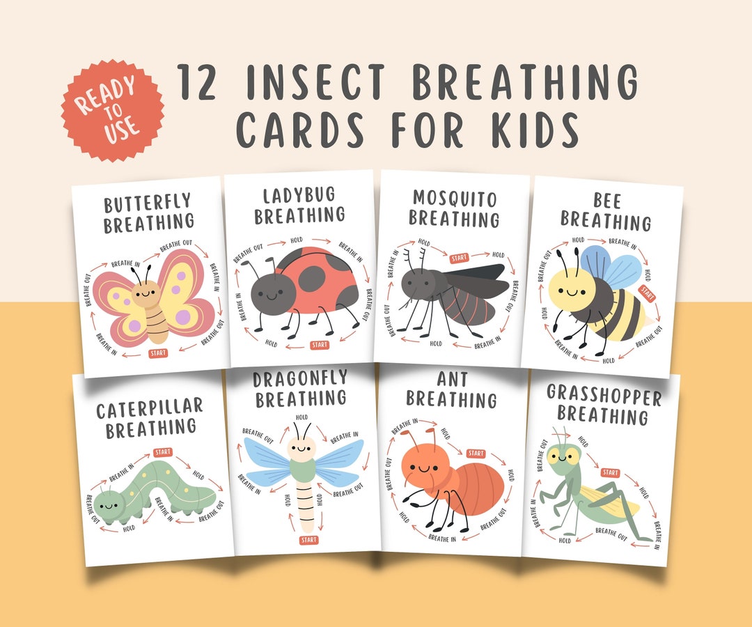 12 Insects Breathing Flashcards, Children Mindful Coping Skills ...