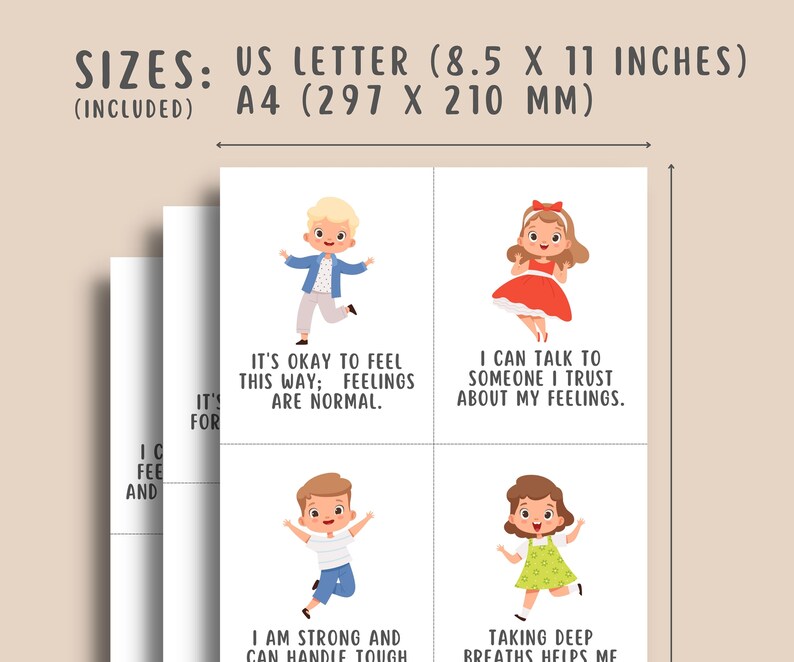 52 Feelings Coping Statement Cards for Kids Teens Grounding Calming ...