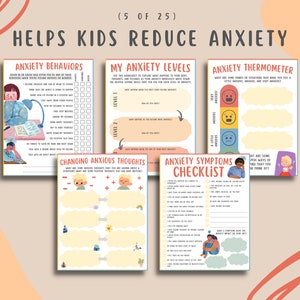 25 Anxiety Worksheets Bundle for Kids & Teens, Mental Health Counseling ...
