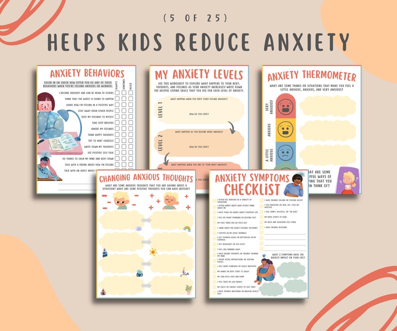 25 Anxiety Worksheets Bundle for Kids & Teens Mental Health - Etsy