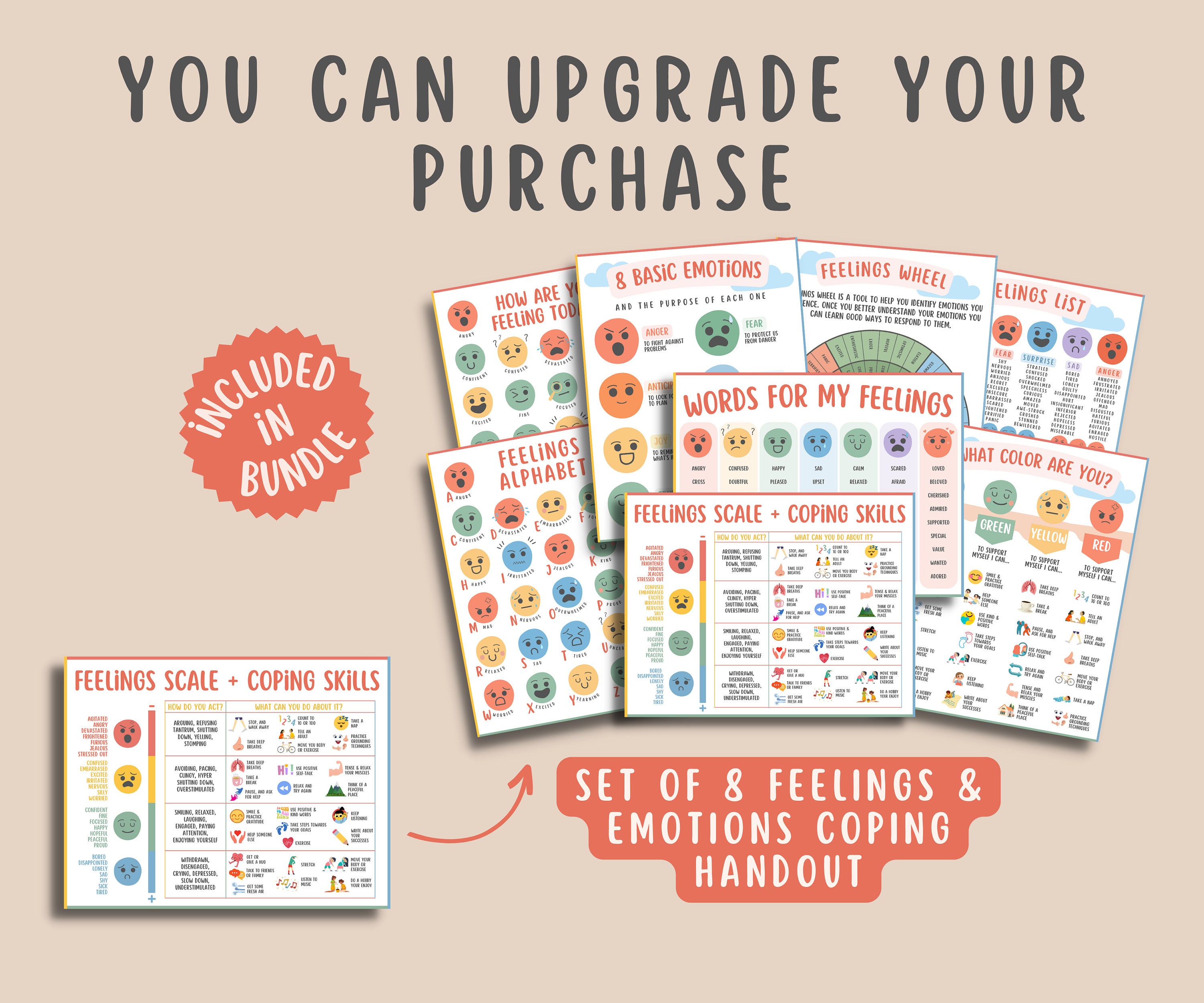 Feelings Coping Skills for Teens & Kids Emotions Scale Chart - Etsy UK