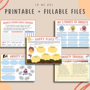 25 Anxiety Worksheets Bundle for Kids & Teens, Mental Health Counseling ...