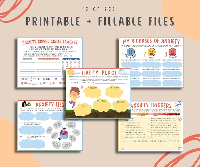 25 Anxiety Worksheets Bundle for Kids & Teens Mental Health - Etsy