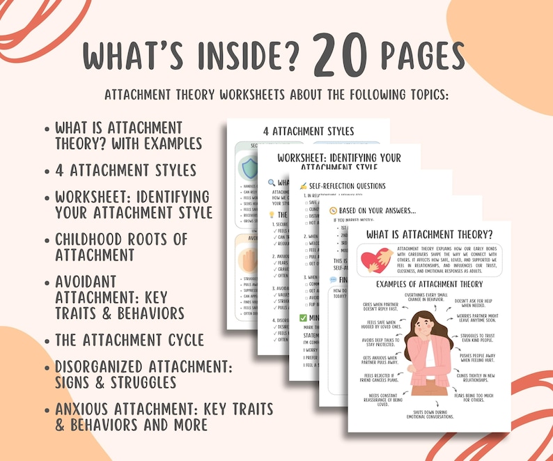 Attachment Theory Worksheets, Attachment Styles Guide, Therapy Handouts ...