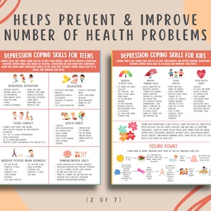 Depression Coping Skills Handout Bundle for Kids & Teens (7 Pages ...