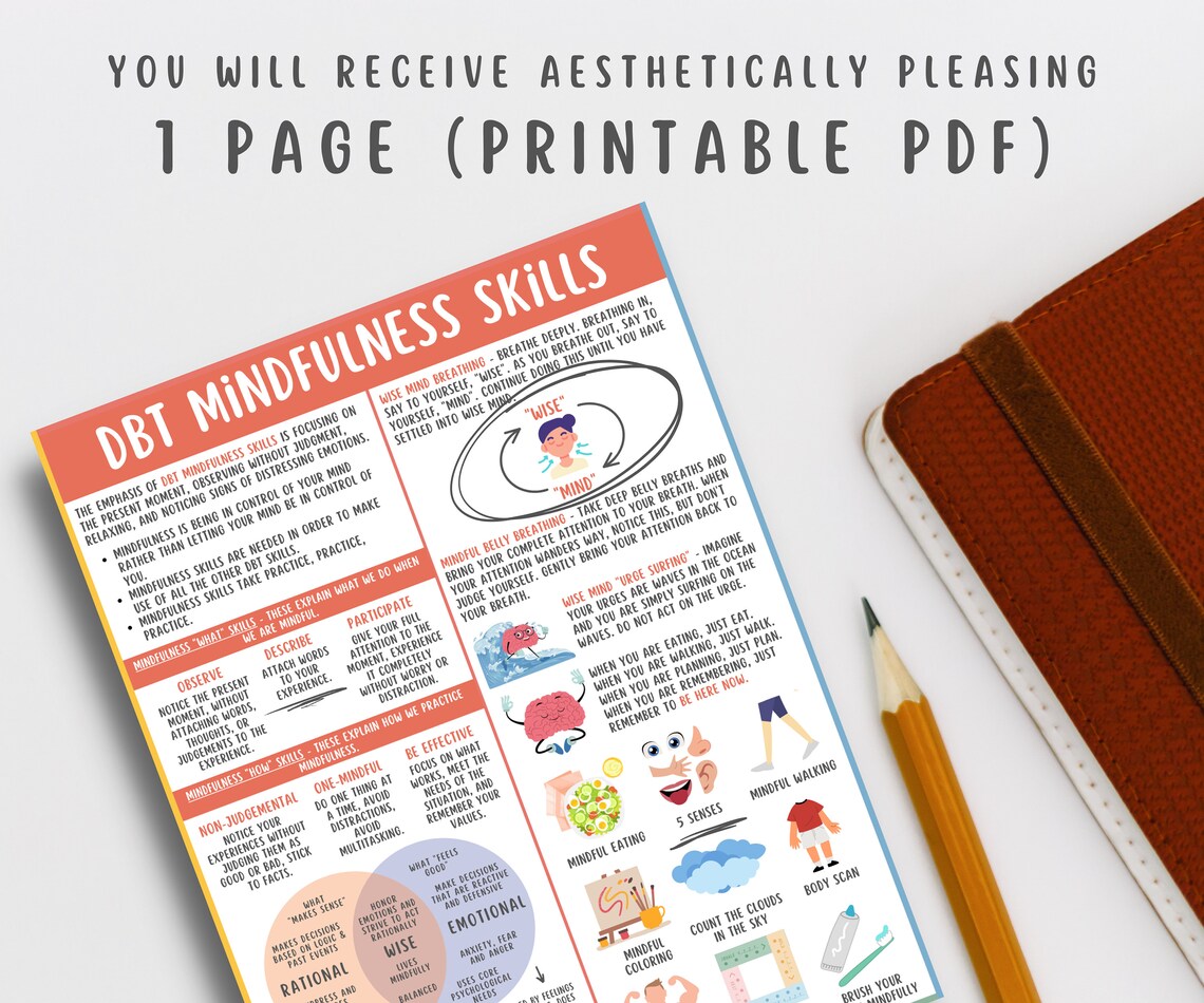 DBT Mindfulness Coping Skills Handout Teens Kids Adults - Etsy