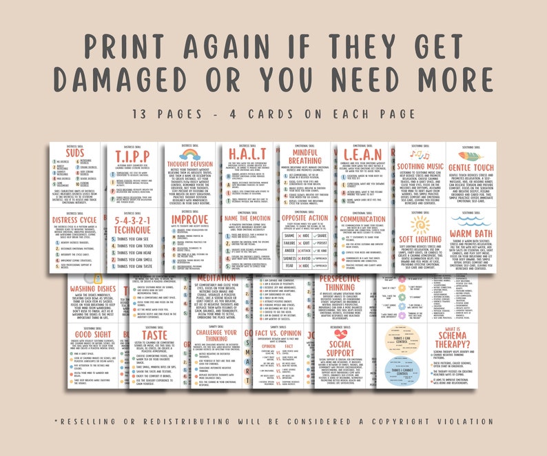 52 Schema Therapy Coping Skill Cards, Somatic Therapy, DBT Mindfulness ...