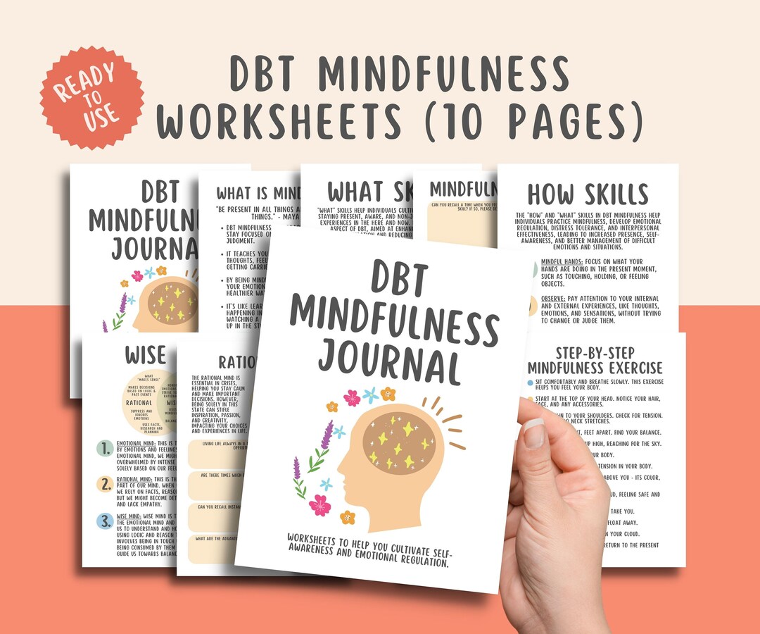 10 DBT Mindfulness Worksheets, Dialectical Behavior Therapy Coping ...